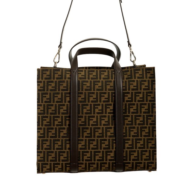Fendi | Bags | Fendi Ff Logo Print Jacquard Fabric Leather Trimmed ...